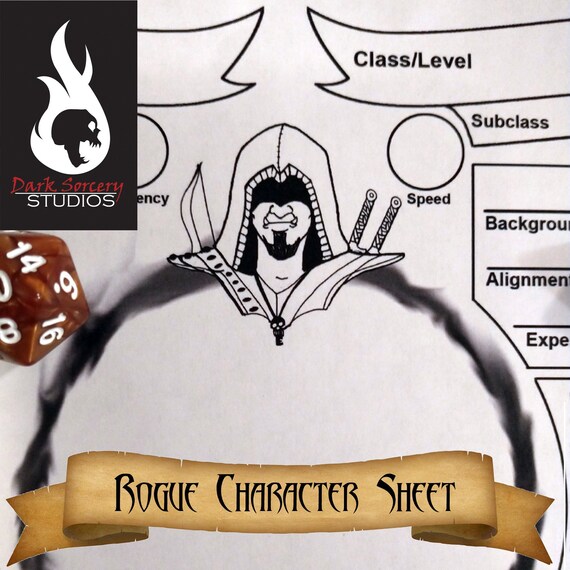Illustrated Rogue Character Sheet for Dungeons & Dragons 5e - Etsy