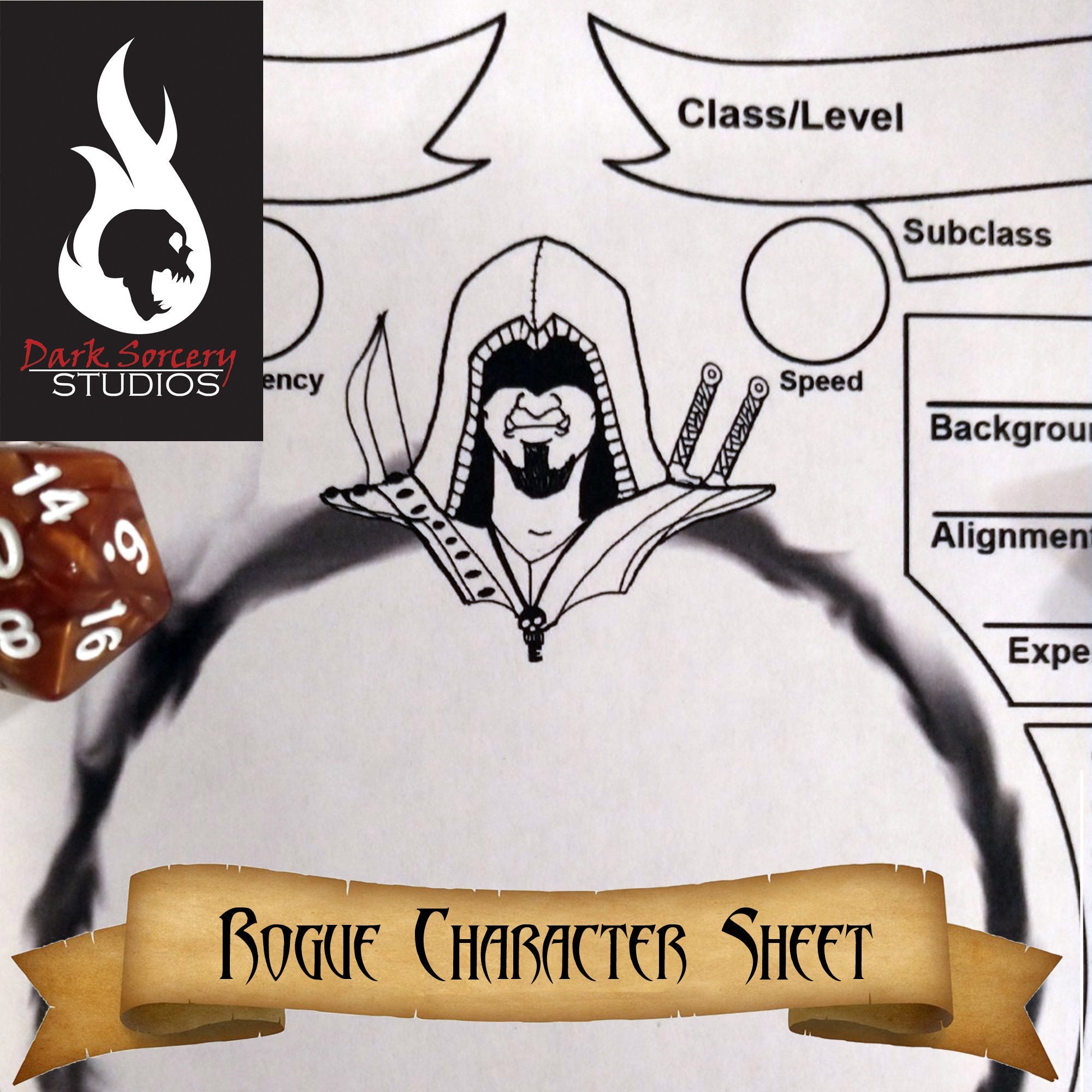 Illustrated Rogue Character Sheet for Dungeons & Dragons 5e - Etsy