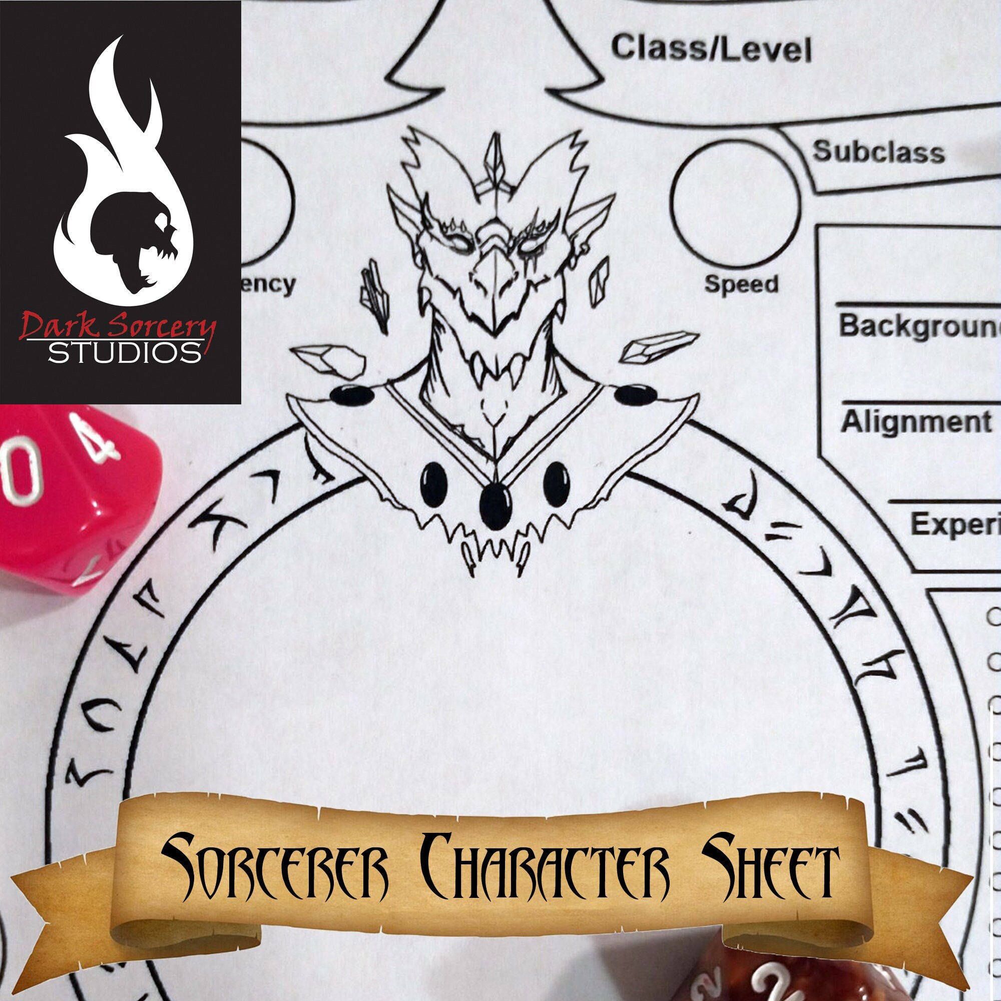 Illustrated Sorcerer Character Sheet For Dungeons And Dragons 5e Etsy Australia 
