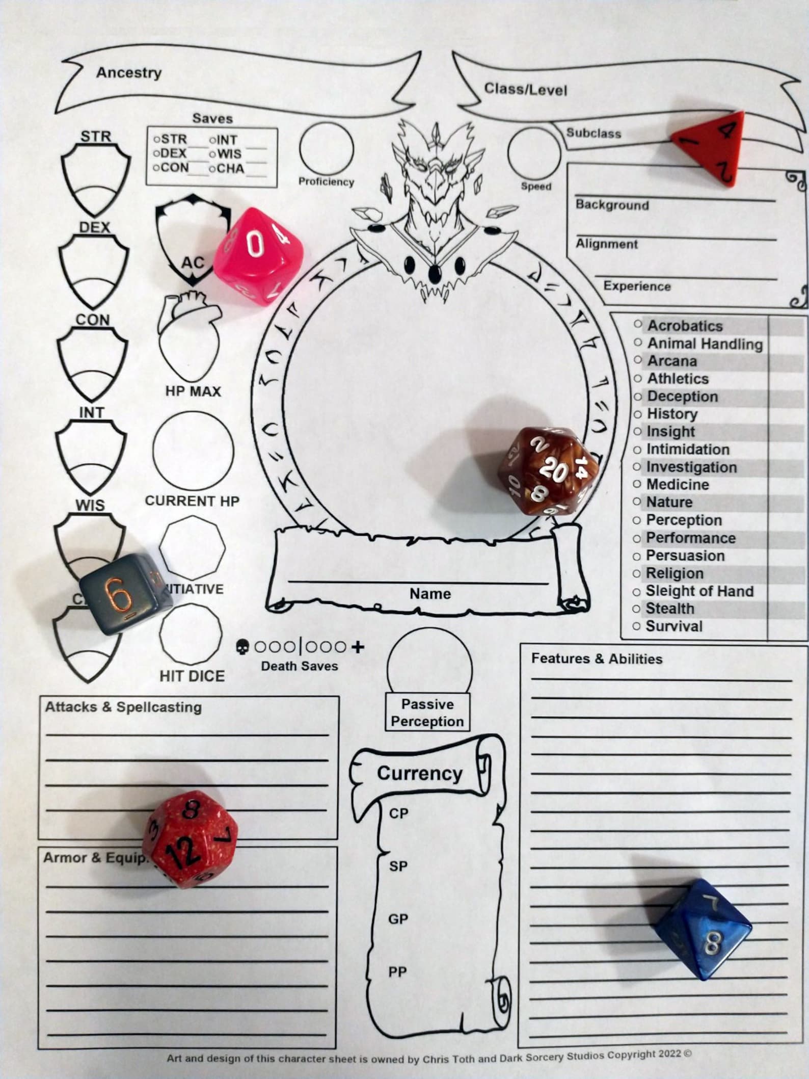 Illustrated Sorcerer Character Sheet for Dungeons & Dragons 5e - Etsy