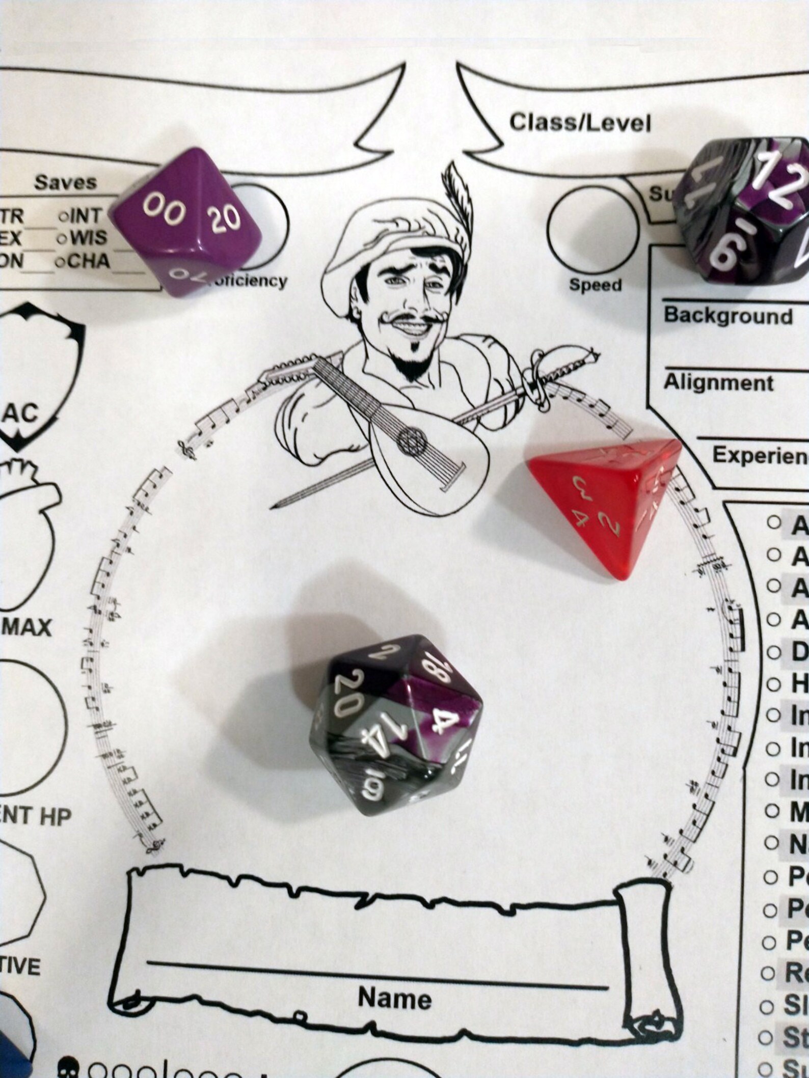 Illustrated Bard Character Sheet for Dungeons and Dragons 5e - Etsy