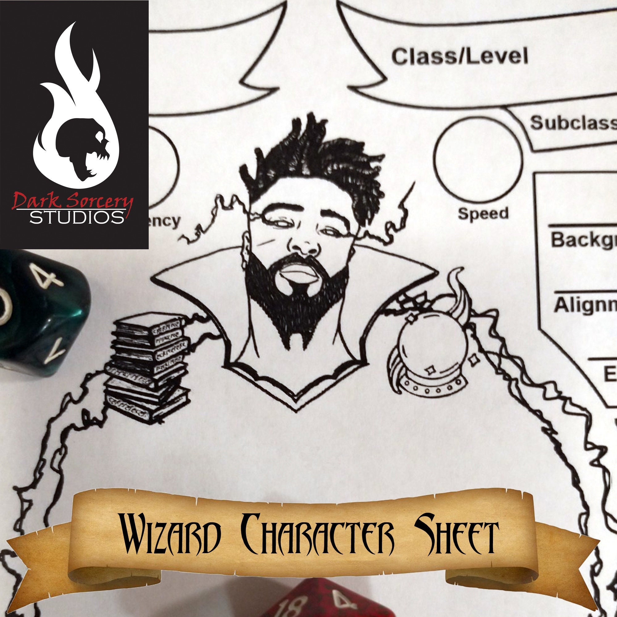 Illustrated Wizard Character Sheet for Dungeons & Dragons 5e - Etsy