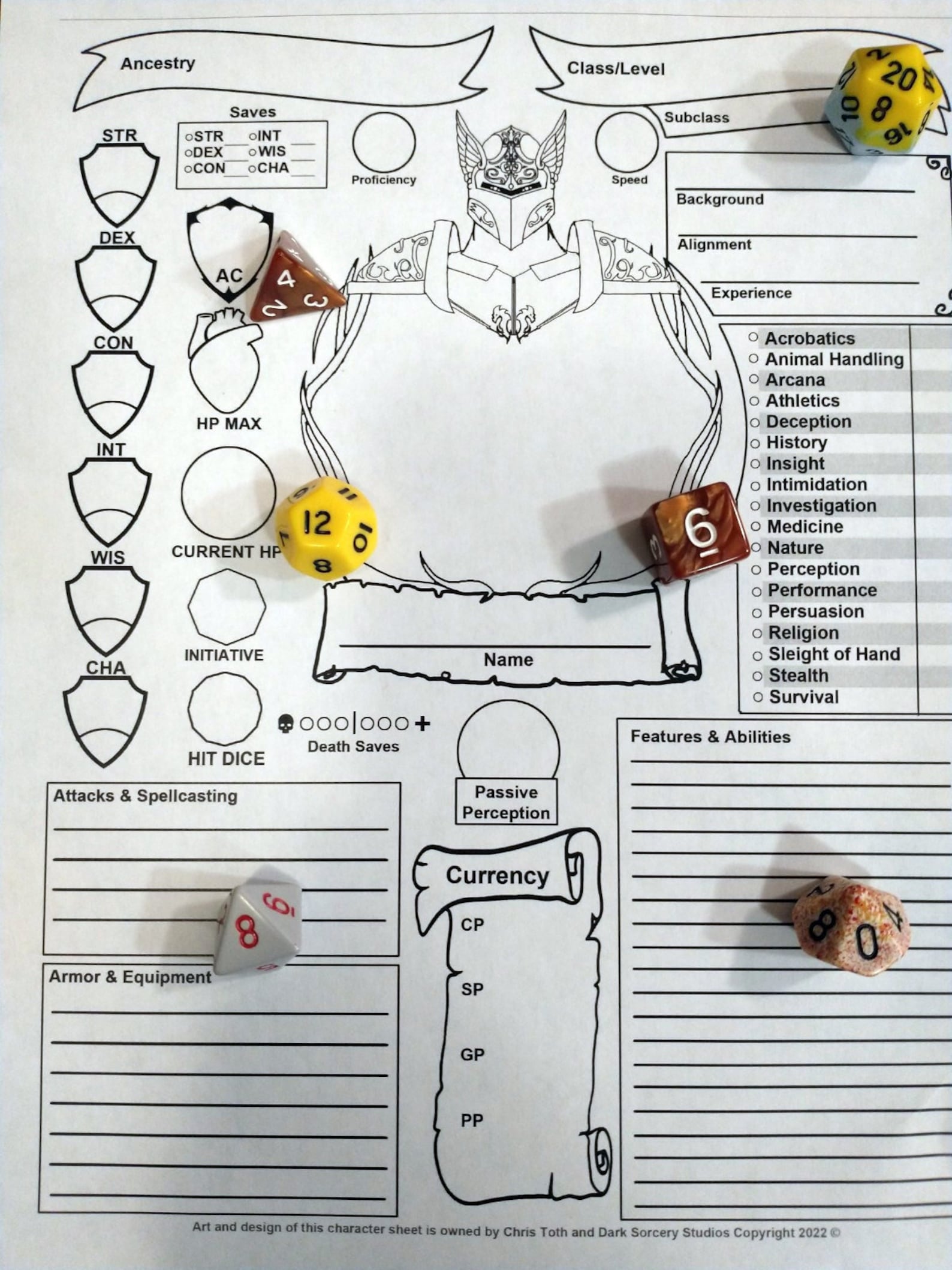 Illustrated Paladin Character Sheet for Dungeons & Dragons 5e - Etsy