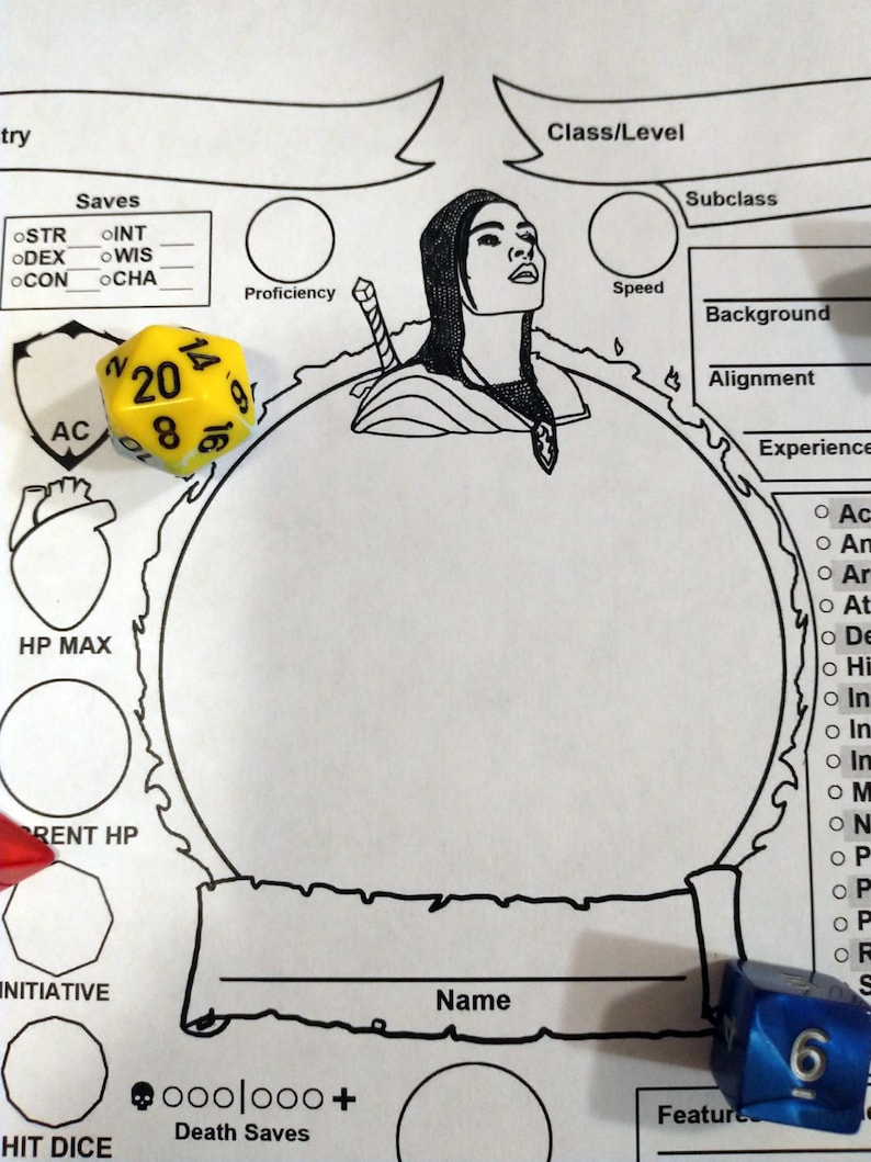 Illustrated Cleric Character Sheet for Dungeons and Dragons 5e - Etsy