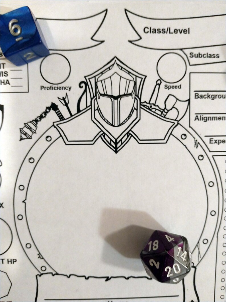 Illustrated Fighter Character Sheet for Dungeons & Dragons 5e - Etsy