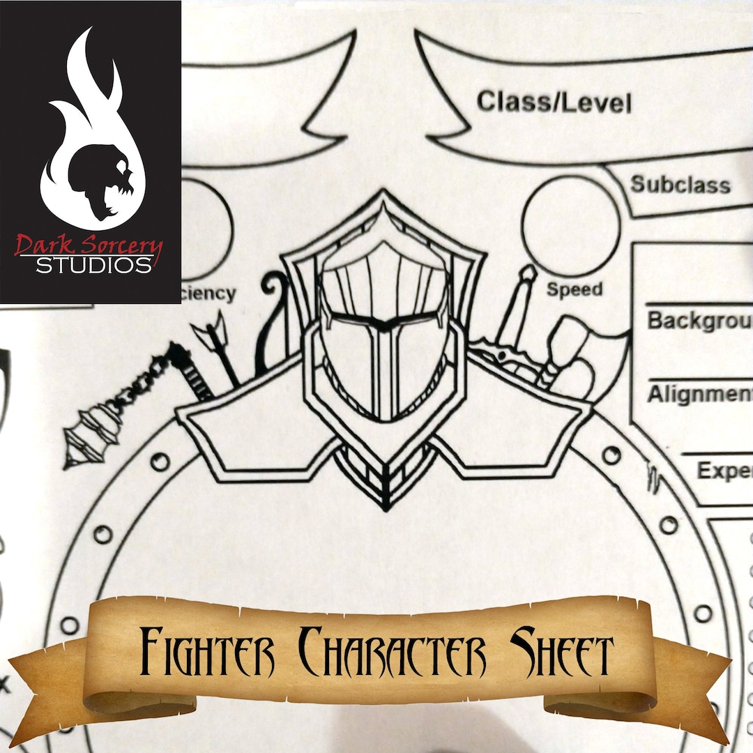 Illustrated Fighter Character Sheet for Dungeons & Dragons 5e - Etsy