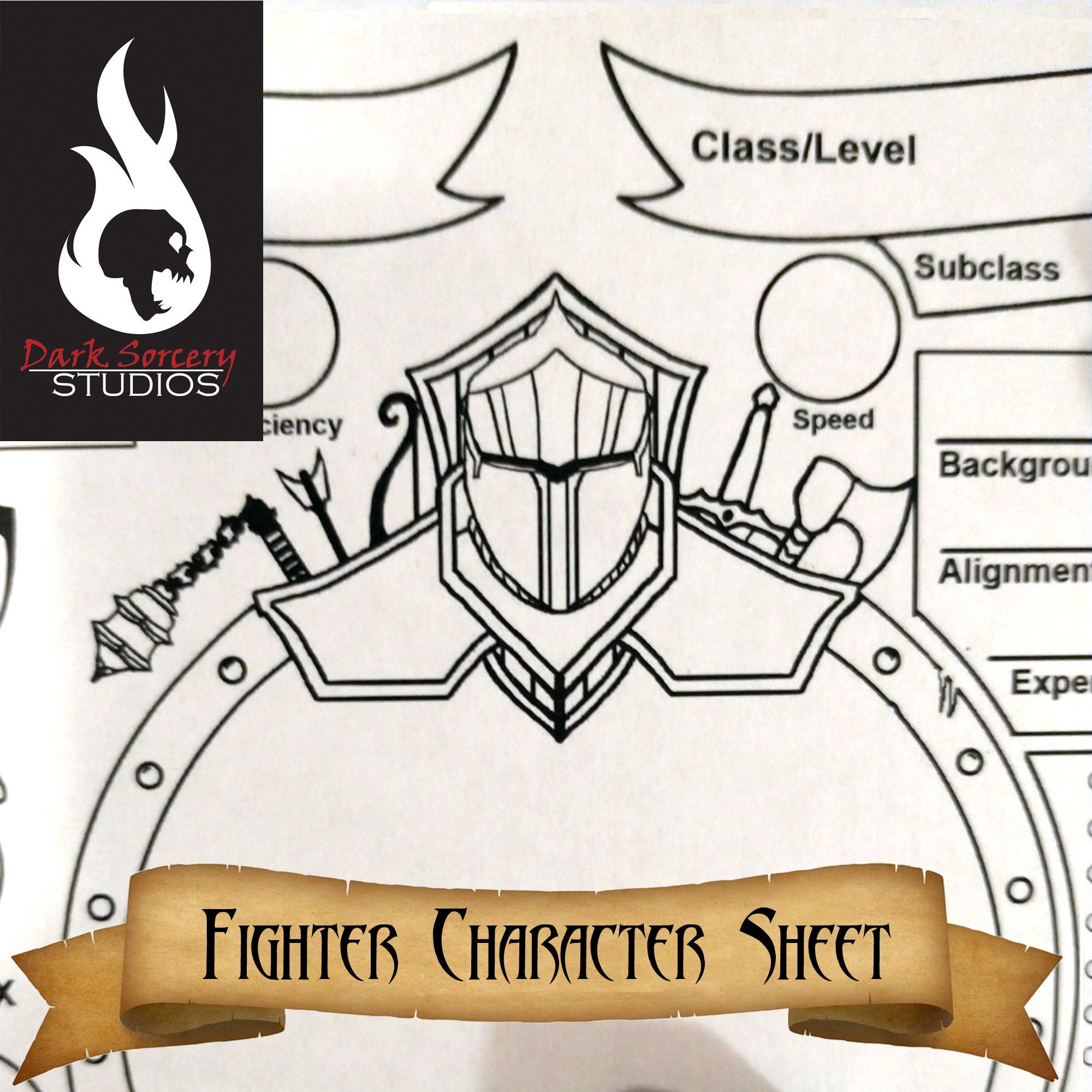 Illustrated Fighter Character Sheet for Dungeons & Dragons 5e - Etsy