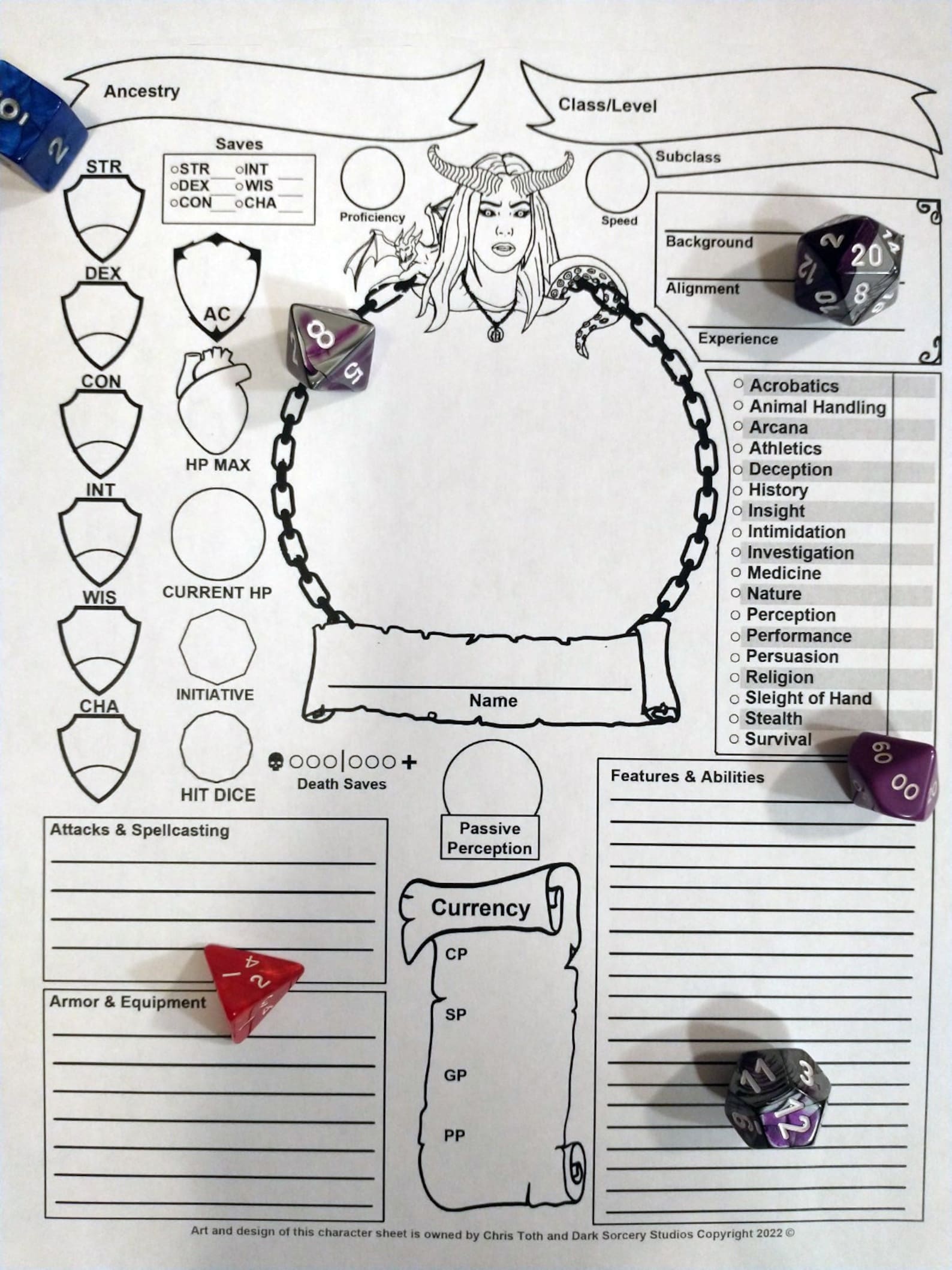 Illustrated Warlock Character Sheet for Dungeons & Dragons - Etsy