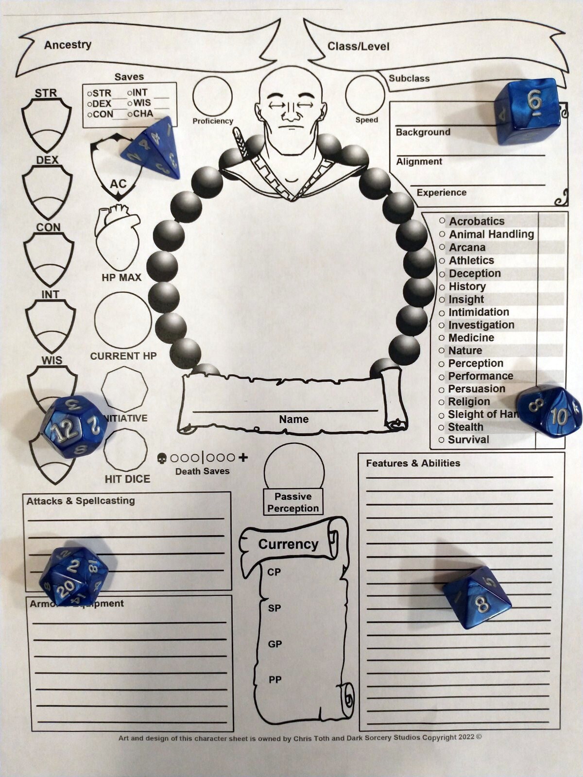Illustrated Monk Character Sheet for Dungeons & Dragons 5e - Etsy UK