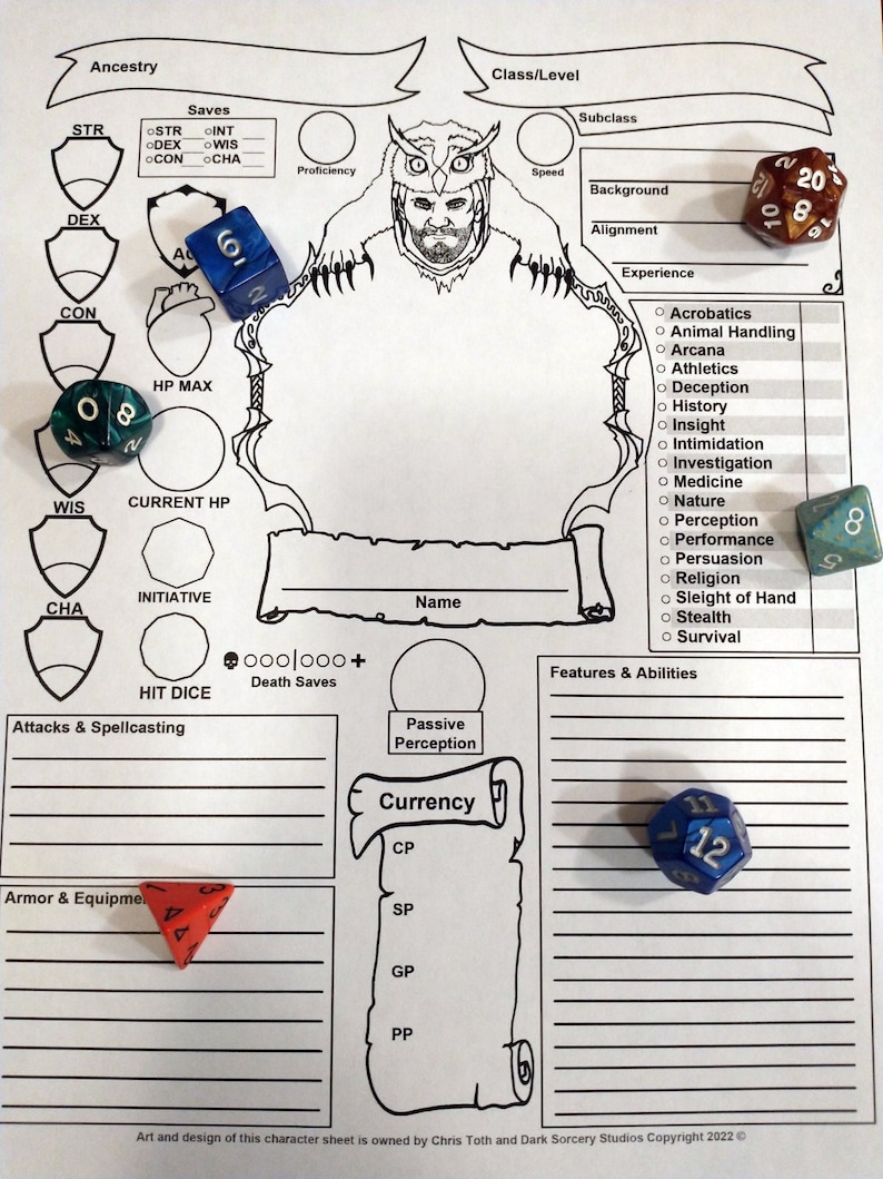 Illustrated Ranger Character Sheet for Dungeons & Dragons 5e - Etsy