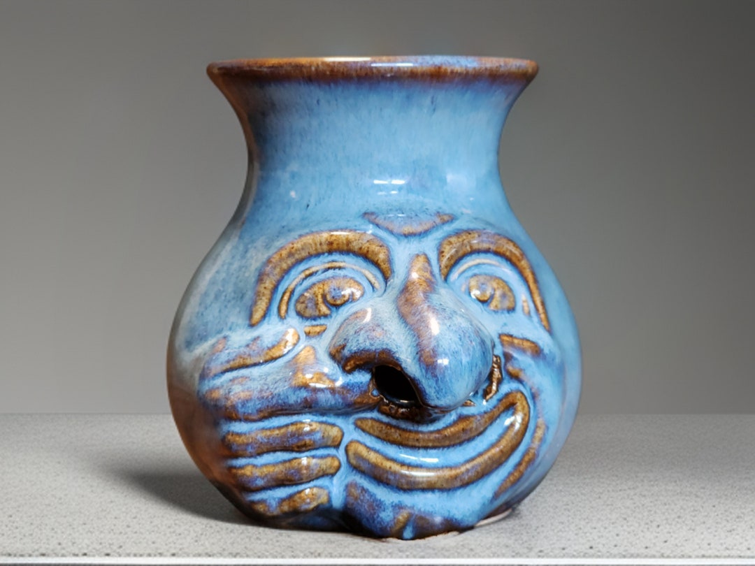 Vintage Human Head Pottery Piece, Man, Face, Picking Nose, Pottery ...