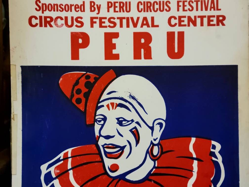 Vintage Cardboard Circus Poster Window Card Smiling Clown | Etsy