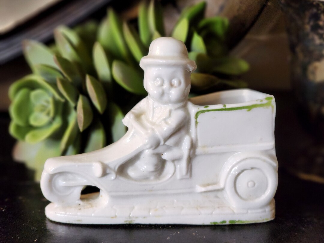 Antique Toothpick Holder, Man in Car, Germany, Porcelain - Etsy