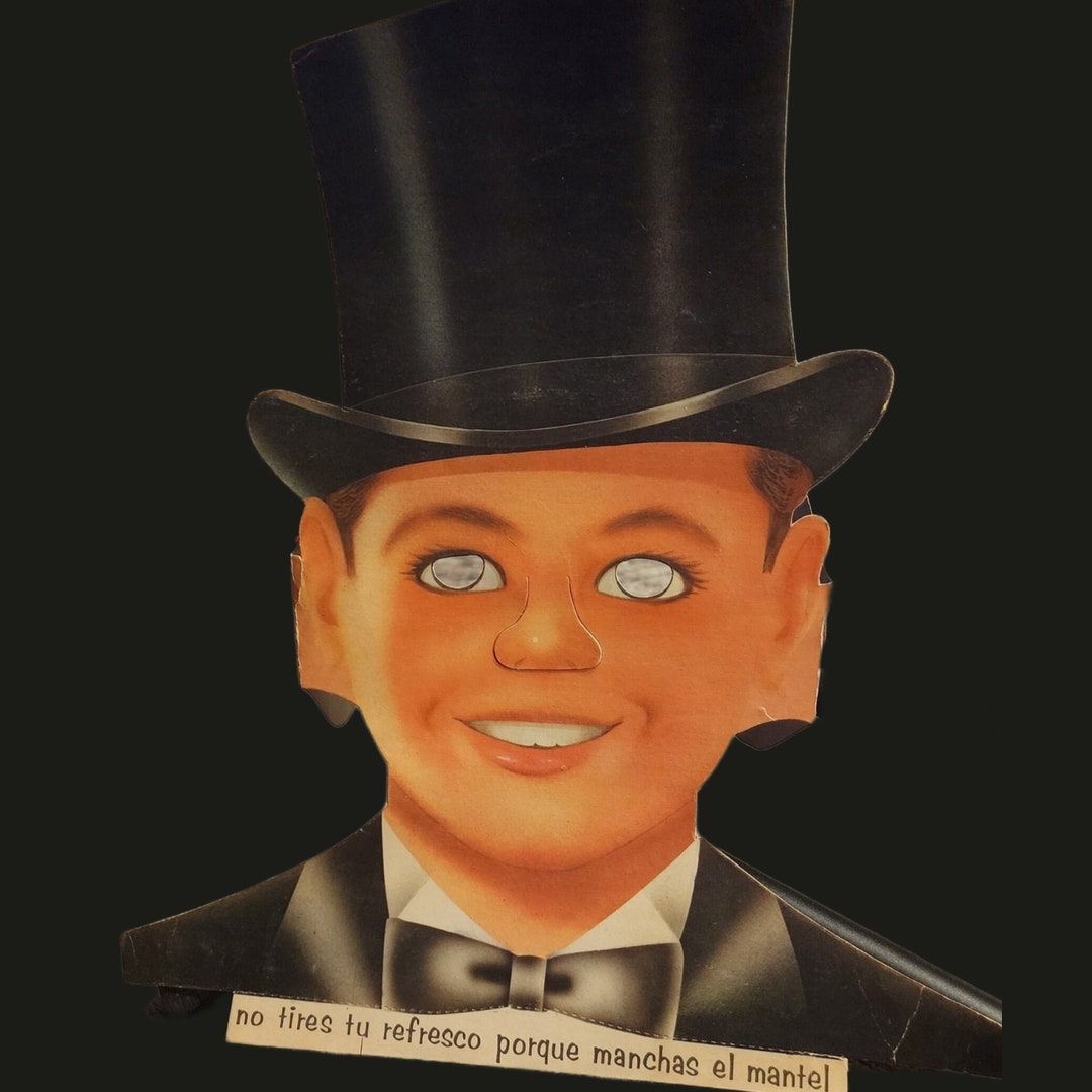 Vintage Cardboard Mask, Dapper, Top Hat, Gentleman, Collectibles ...
