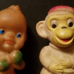 2 Vintage Squeaker Toys Monkey Boxing Baby Plastic Squeak - Etsy