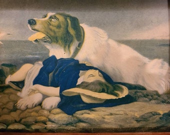Vintage Framed Dog Rescue Picture Drowning Victim Oddities - Etsy