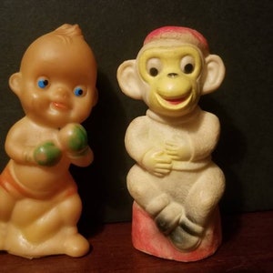 2 Vintage Squeaker Toys Monkey Boxing Baby Plastic Squeak - Etsy