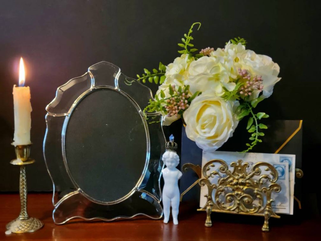 Large Vintage Glass/silver Picture Frame Ornate - Etsy