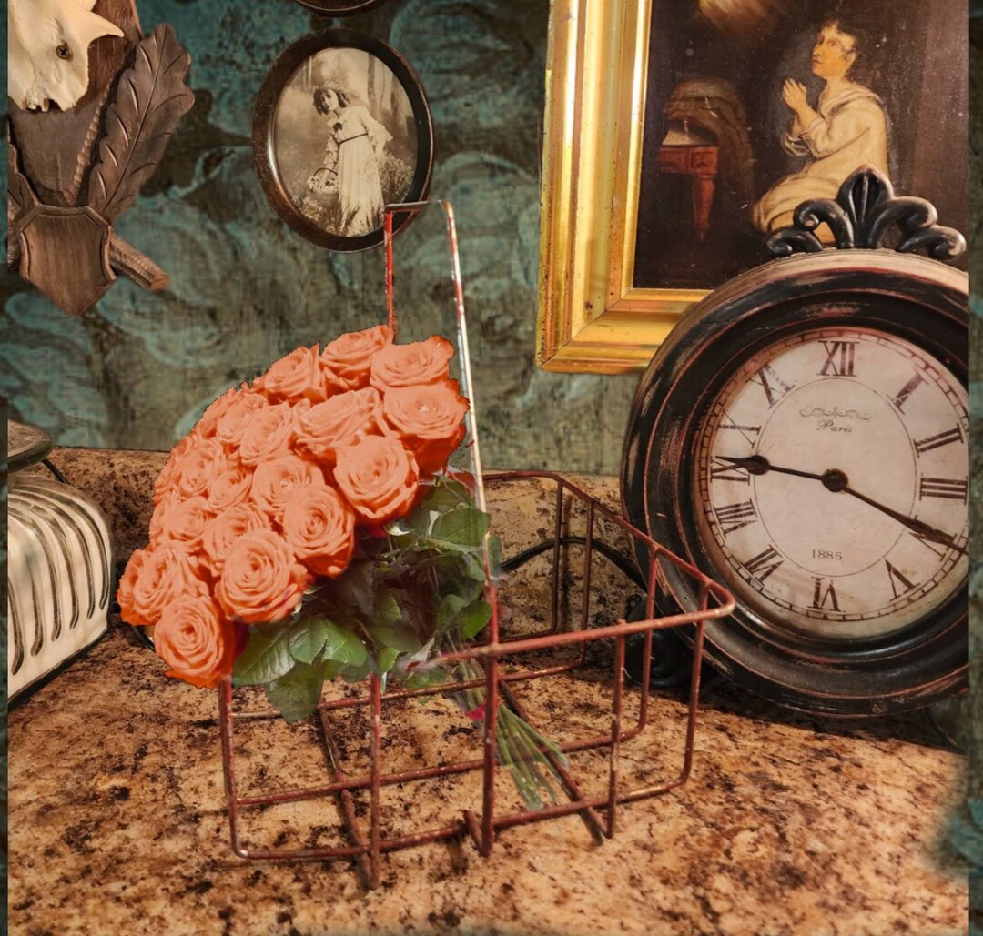 Vintage Chippy Red Wire Basket, Basket, Metal Basket, Metal Basket ...