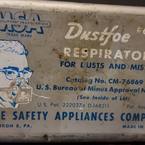 Vintage Respirator Tin Miner Dustfoe Respirator MSA - Etsy