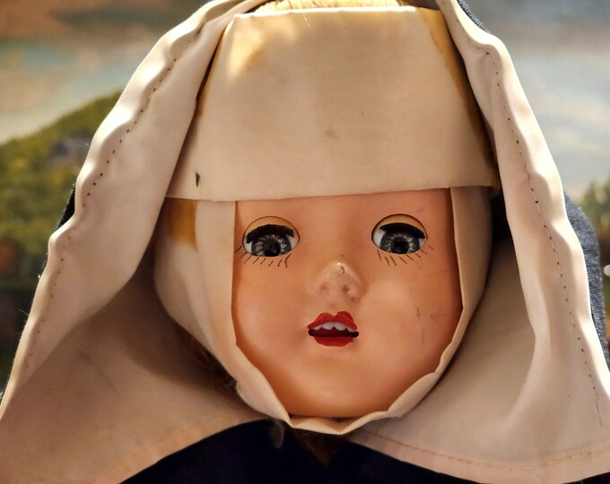 Large Vintage Composition Nun Doll Head, Religious, Collectible Doll ...