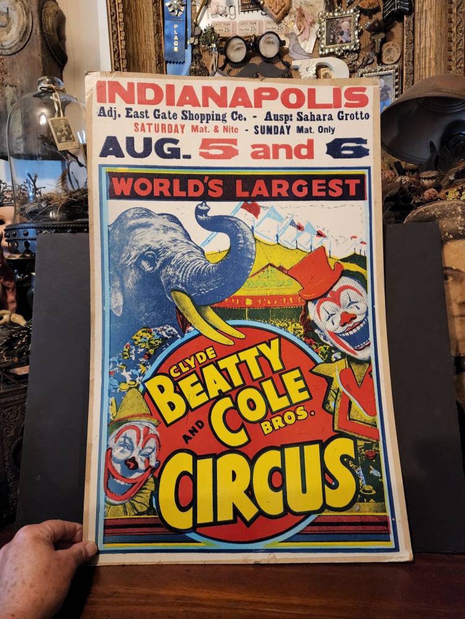Vintage Circus Window Card, Poster, Smiling Clown, Clyde Beatty and ...