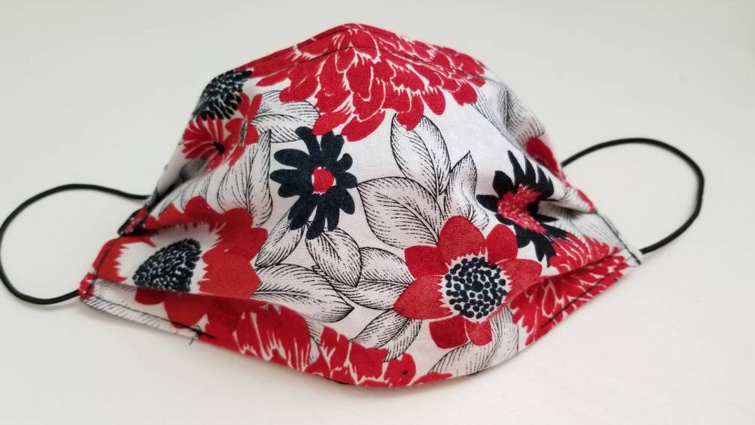 Restocked Most Popular Maskbig Red Floral Face Mask. Favorite Red ...