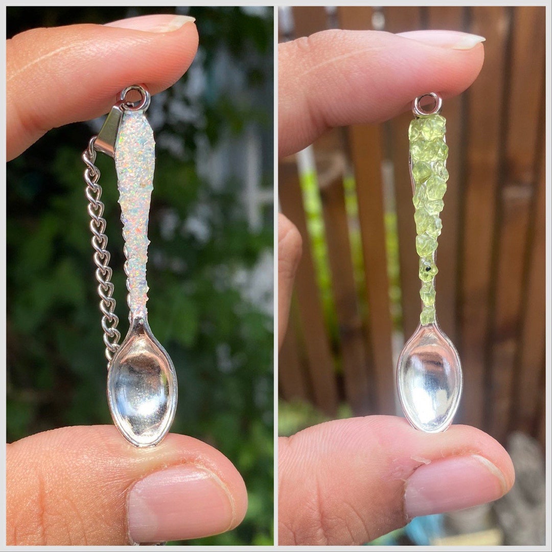Crushed Gem Spoon Pendants - Etsy