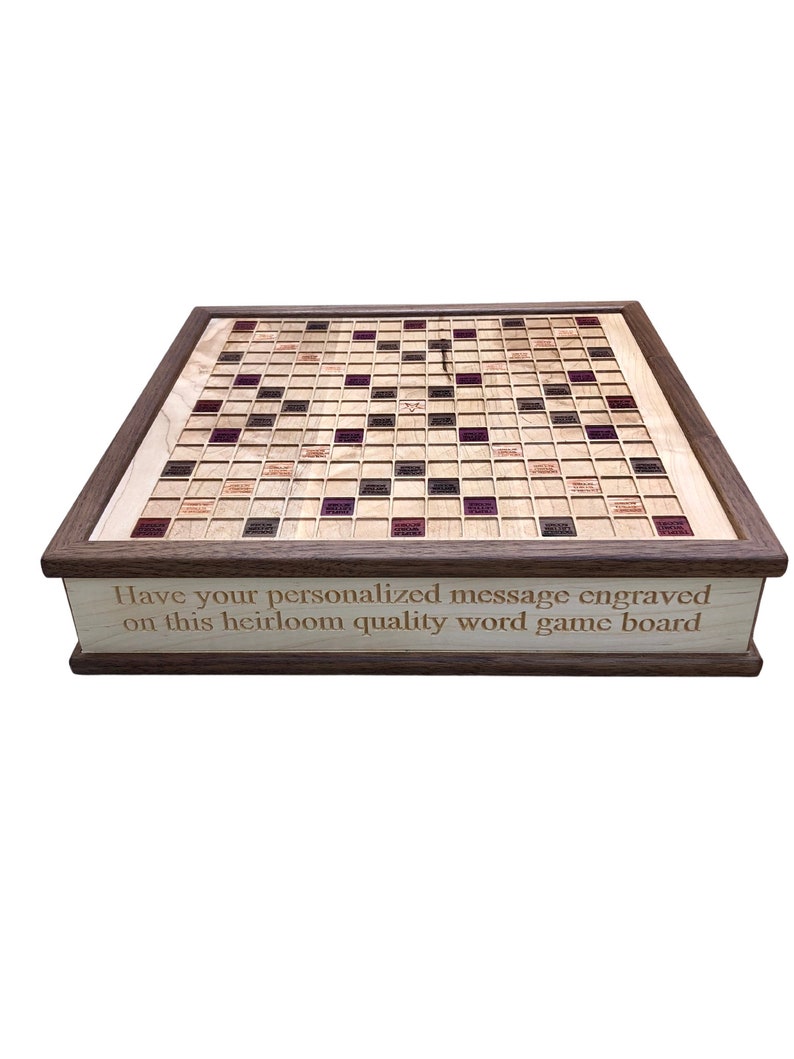 Personalized Rotating Scrabble Board: Cherry, Curly Maple, Finger ...