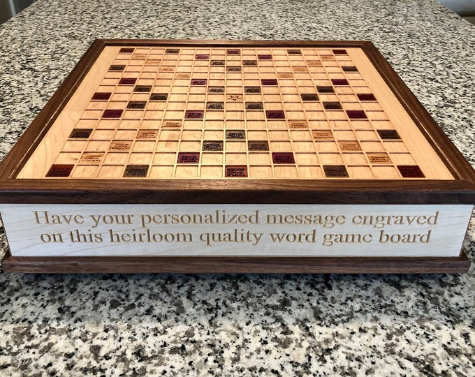 PERSONALIZED, ENGRAVED Wood Word Board Game With WALNUT Frame, Raised ...