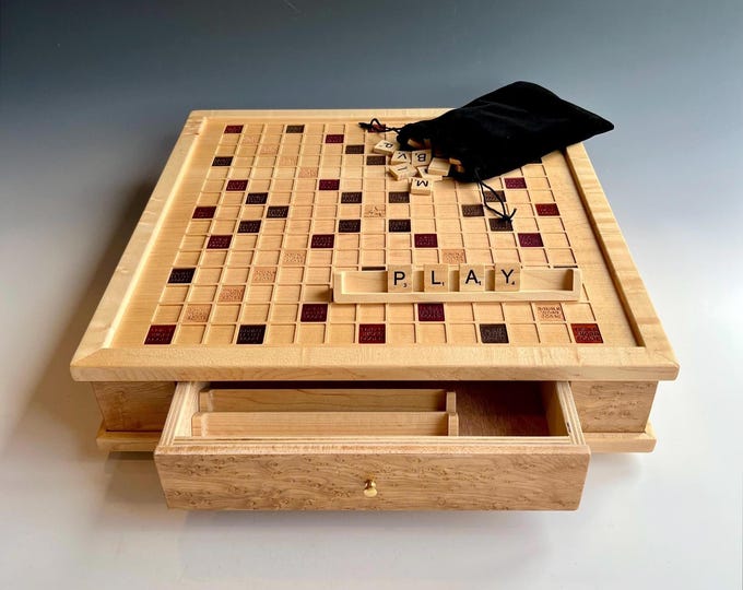 Personalized Birdseye Maple Wood Scrabble Board: Rotating Base ...