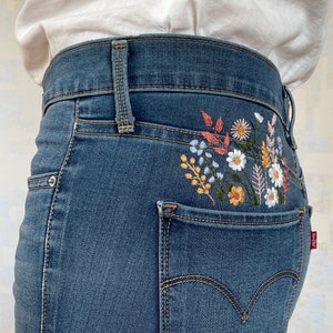Floral Embroidery for Jeans and Shirt Pockets, Hand Embroidered ...