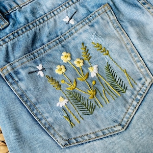 Jeans Pocket Design Embroidery, Floral Pocket Embroidery Pattern ...