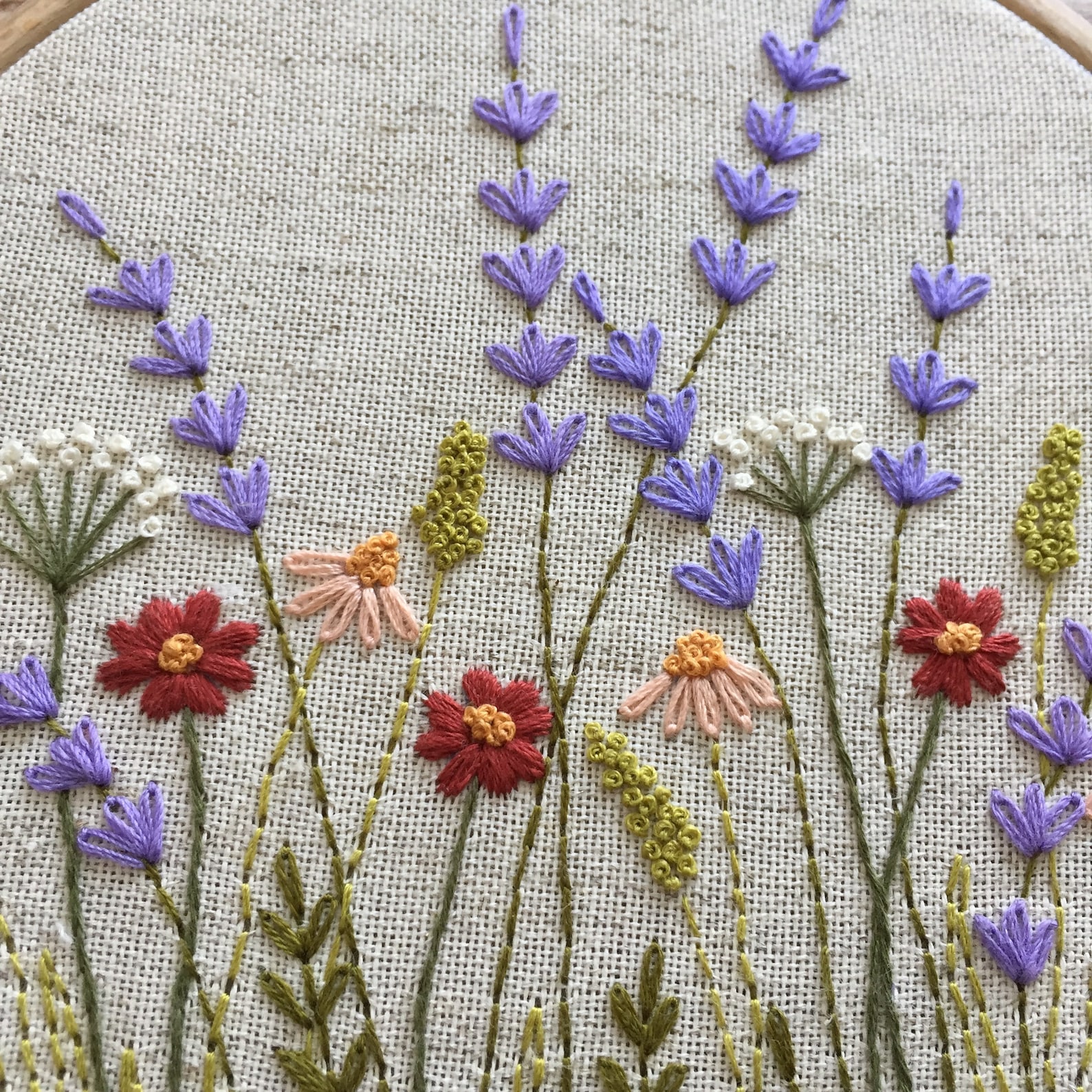 Floral Hand Embroidered Design Wildflowers and Herbs Meadow - Etsy