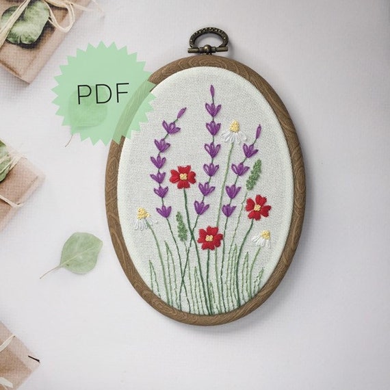 Botanical Oval Design PDF Embroidery Pattern DIY Red - Etsy