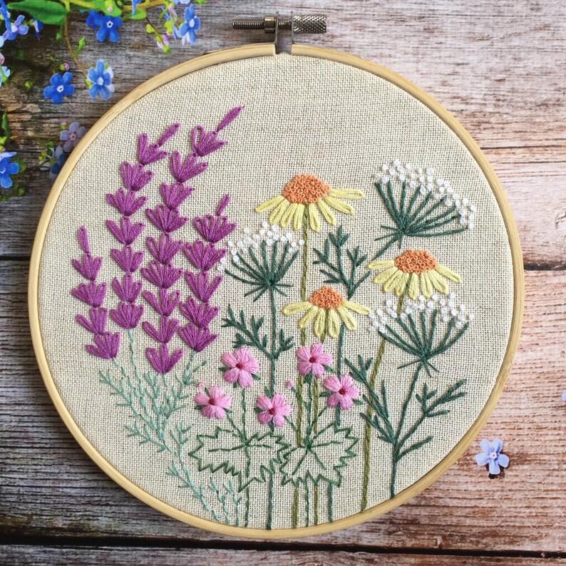 DIY Wildflowers Embroidery Pattern 6 PDF Hand Stitched - Etsy