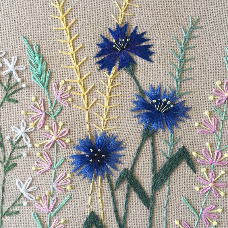 Floral embroidery hoop art cornflowers gift for girl Hand | Etsy