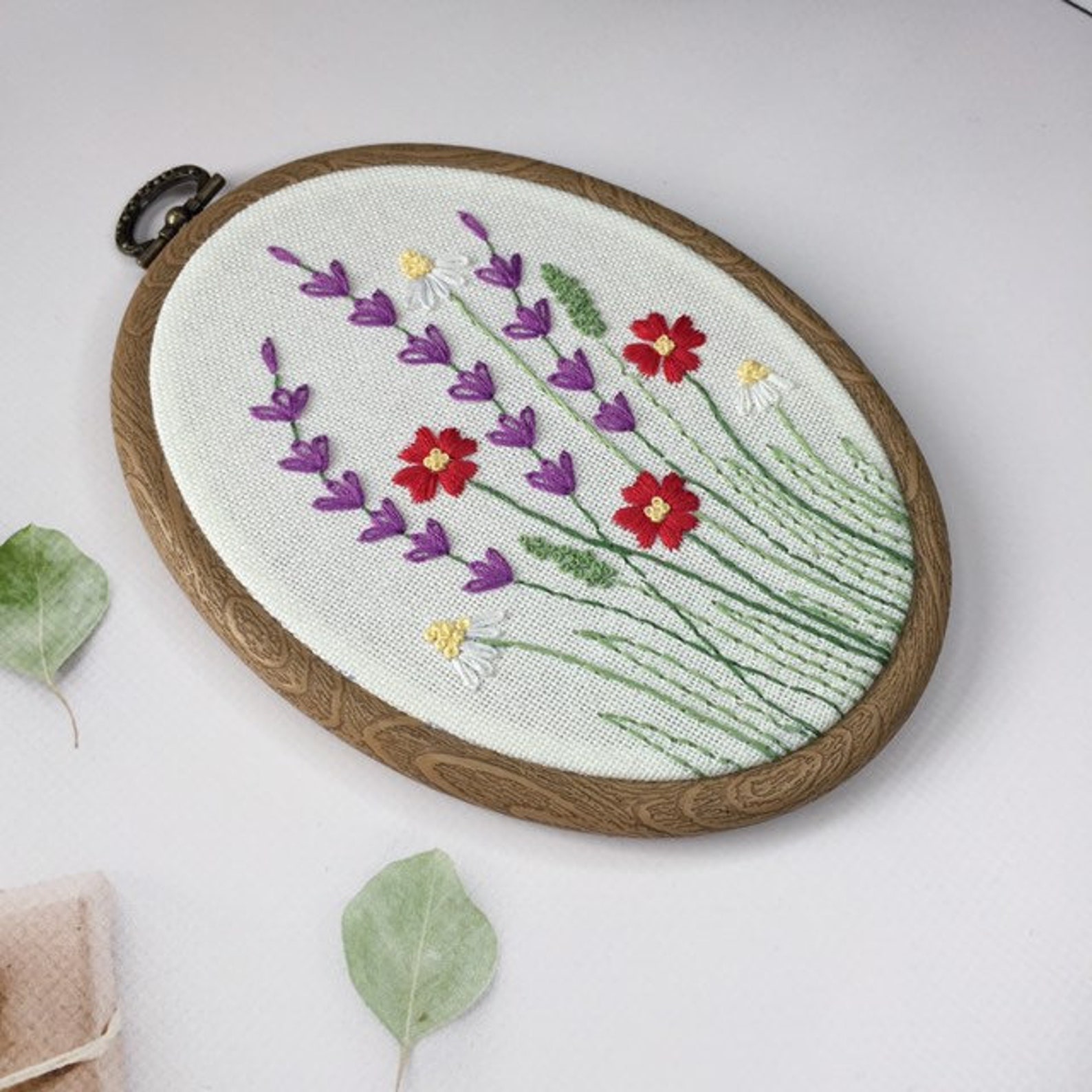 Botanical Oval Design PDF Embroidery Pattern DIY Red - Etsy