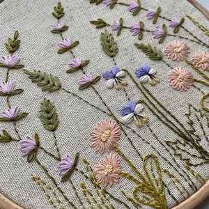 Botanical Hand Embroidery Designs Set, Wildflowers Embroidery Patterns ...