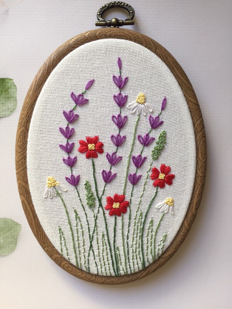 Botanical Oval Design PDF Embroidery Pattern DIY Red - Etsy