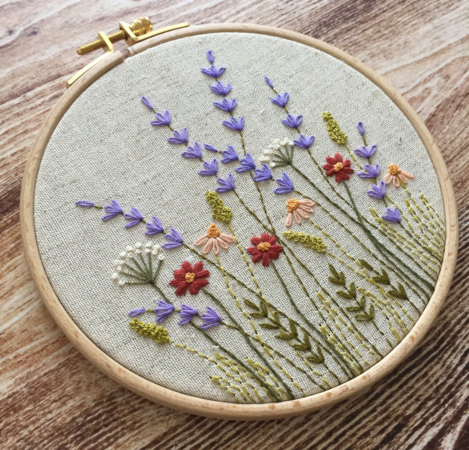 Floral Hand Embroidered Design Wildflowers and Herbs Meadow - Etsy
