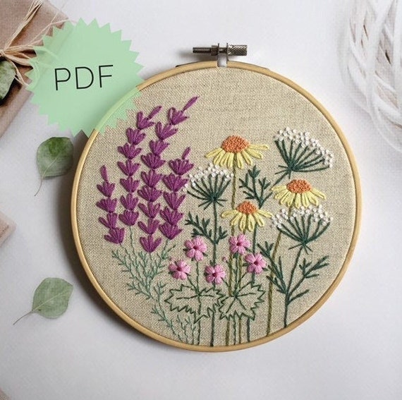 Botanical Embroidery Pattern 5 DIY Wildflowers - Etsy