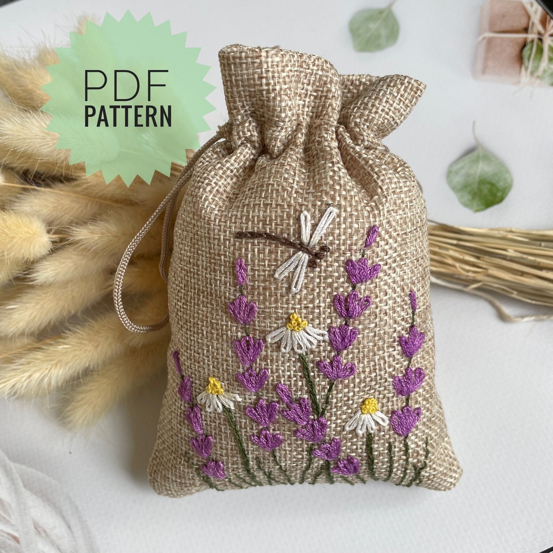 Small Pouch Design DIY Hand Embroidery, Wildflowers Embroidery Pattern ...