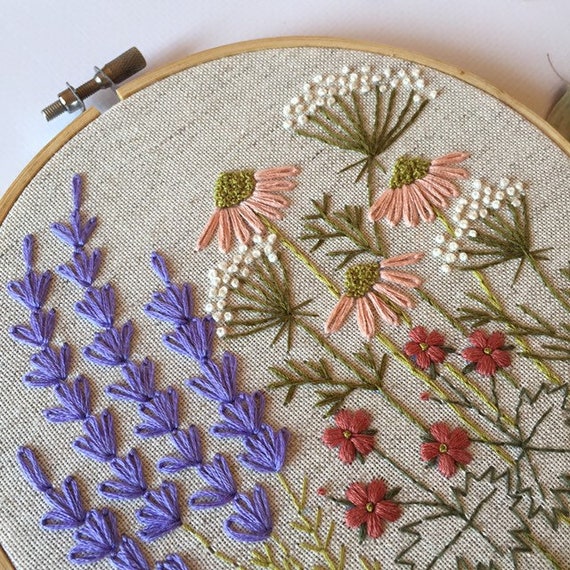 Wildflowers Embroidery Round Botanical Design Floral Embroidery PDF Pattern 5 Autumn on the Meadow Hoop Art DIY Etsy