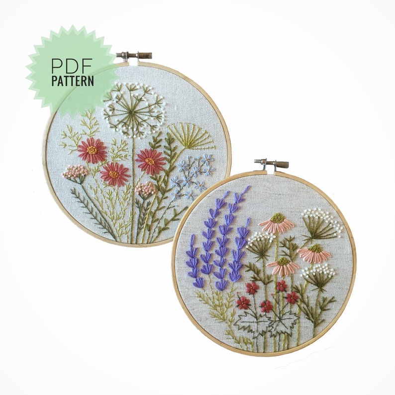 Wild Meadow Embroidery Patterns Collection Do It Yourself Set - Etsy