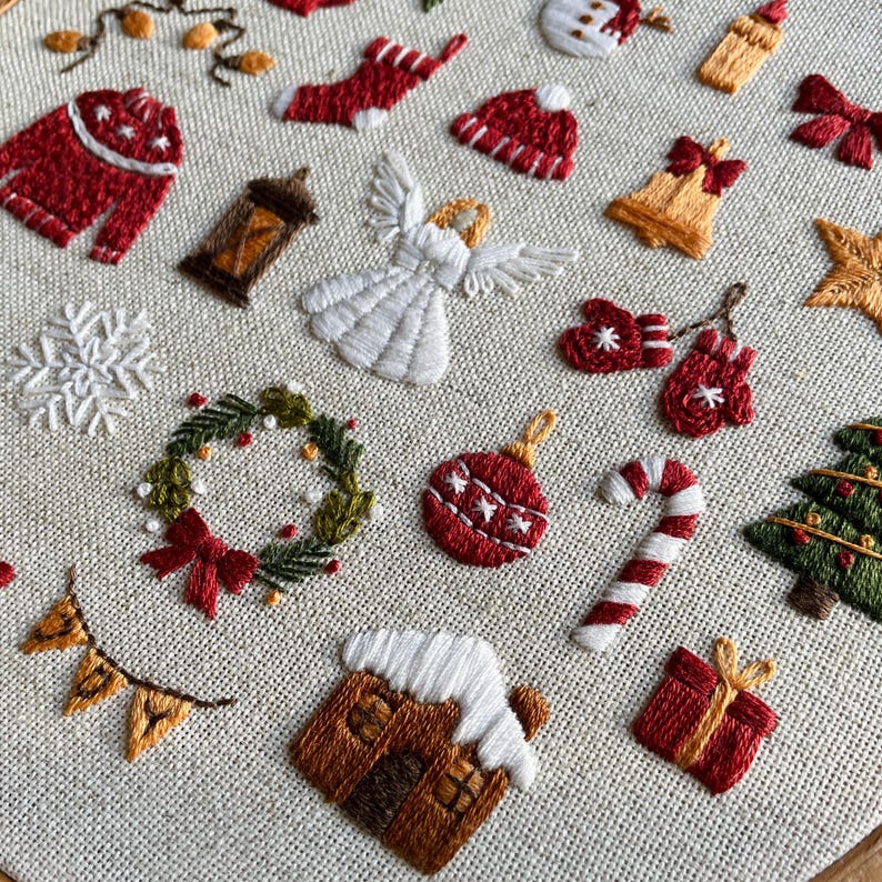 Christmas Advent Calendar Embroidery Pattern, DIY Winter Elements ...