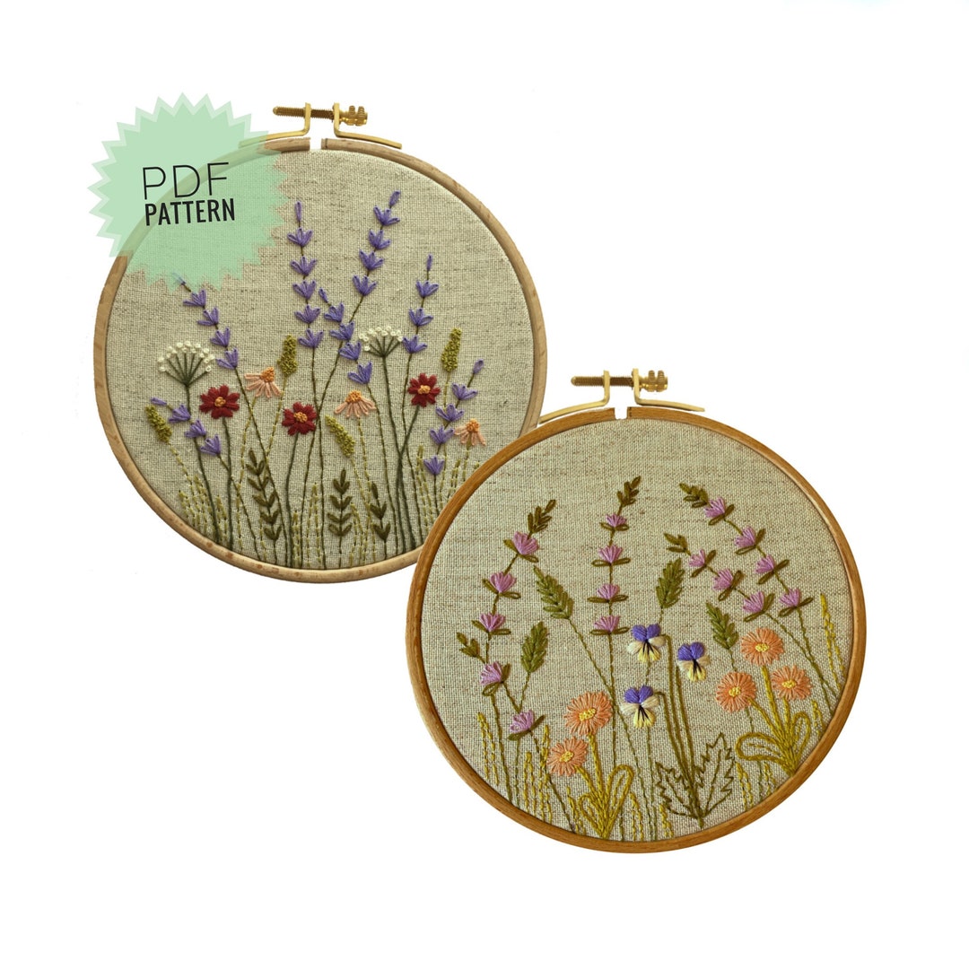 Botanical Hand Embroidery Designs Set Wildflowers Embroidery - Etsy