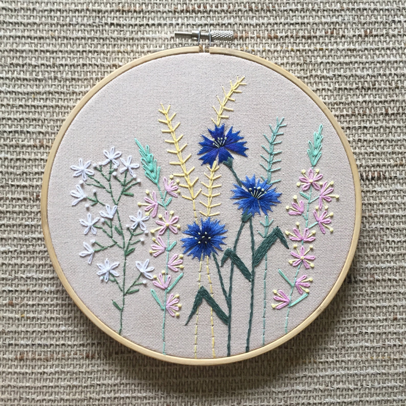 Floral embroidery hoop art cornflowers gift for girl Hand | Etsy