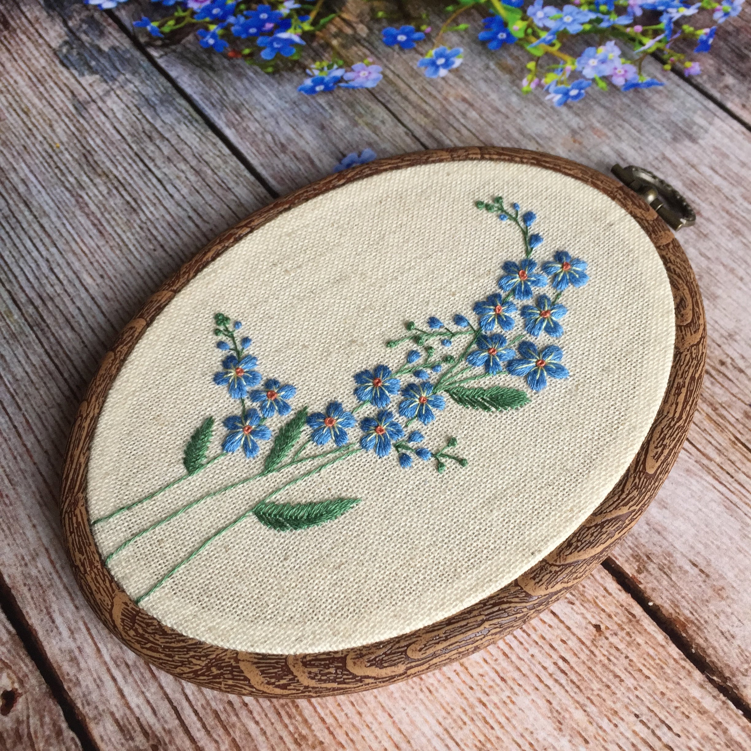 Forget Me Not Embroidery Pattern DIY Blue Wildflowers | Etsy
