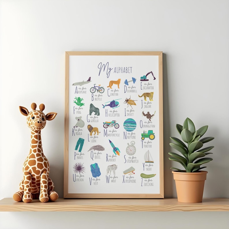 Boys Alphabet Printable Wall Art, ABC Poster for Boys, Digital Download ...